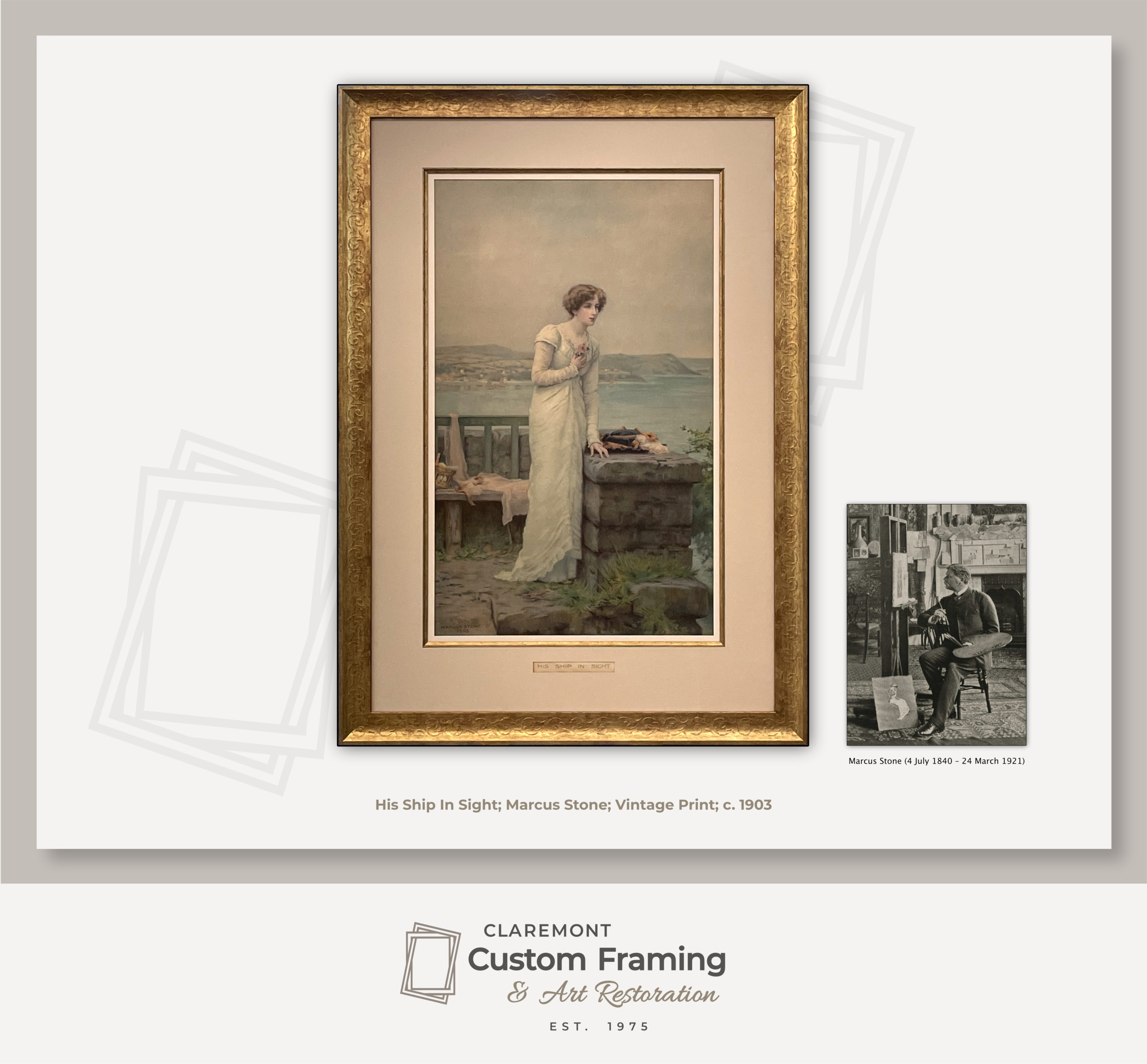 Marcus Stone Vintage Print & Custom Frame - Claremont Custom Framing ...